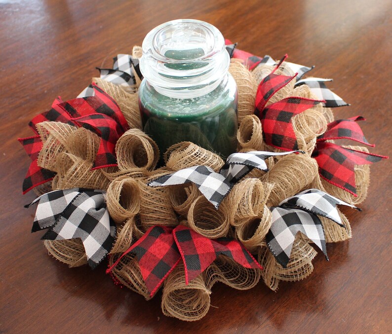 14 or 18 Buffalo Check Print Centerpiece/candle - Etsy