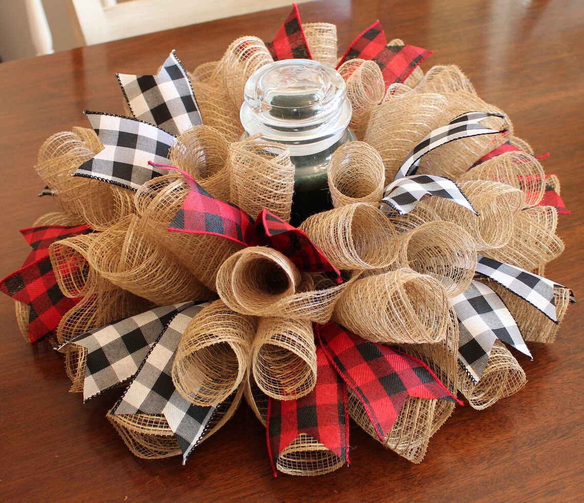 14 or 18 Buffalo Check Print Centerpiece/candle - Etsy