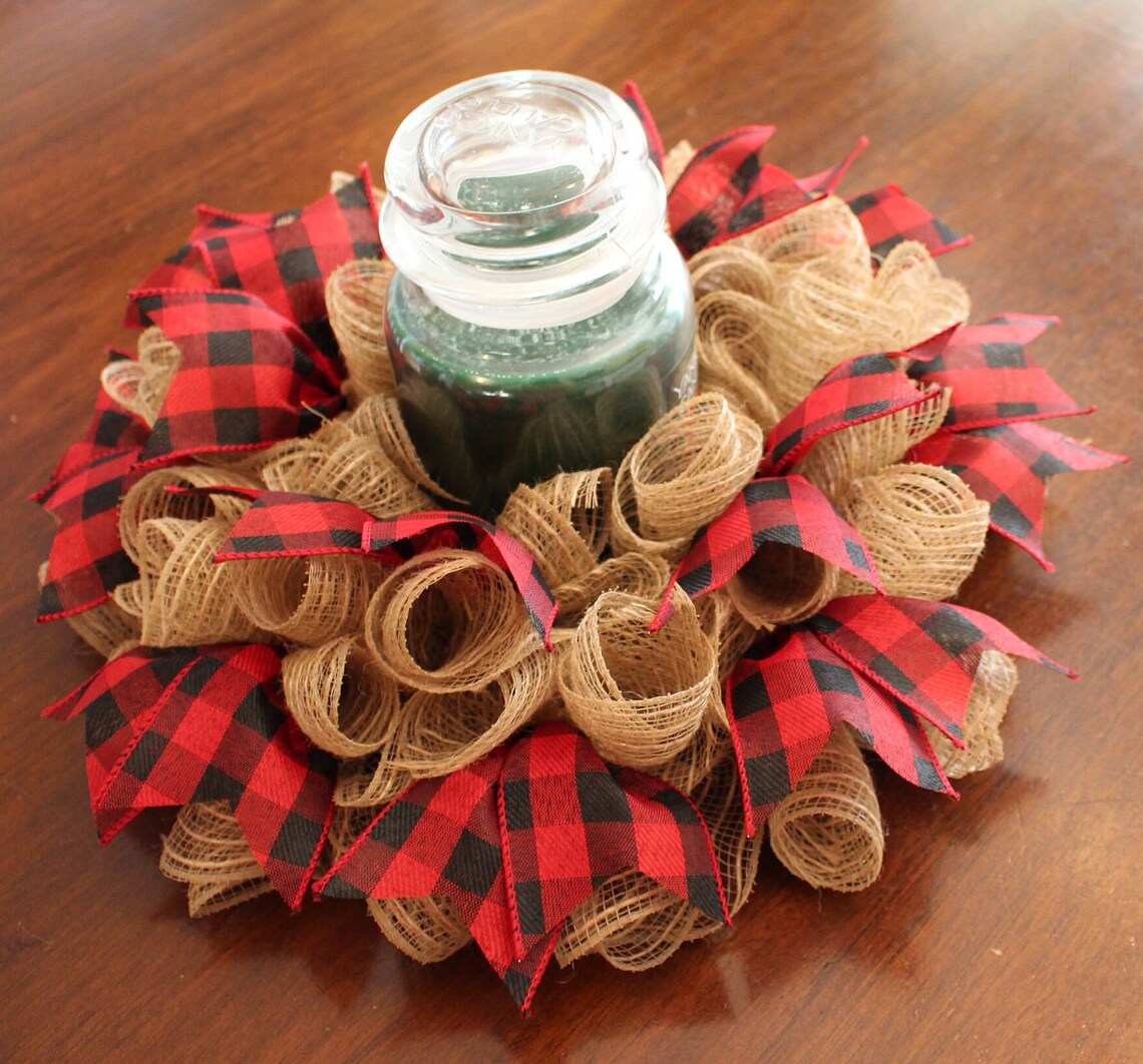 14 or 18 Buffalo Check Print Centerpiece/candle - Etsy