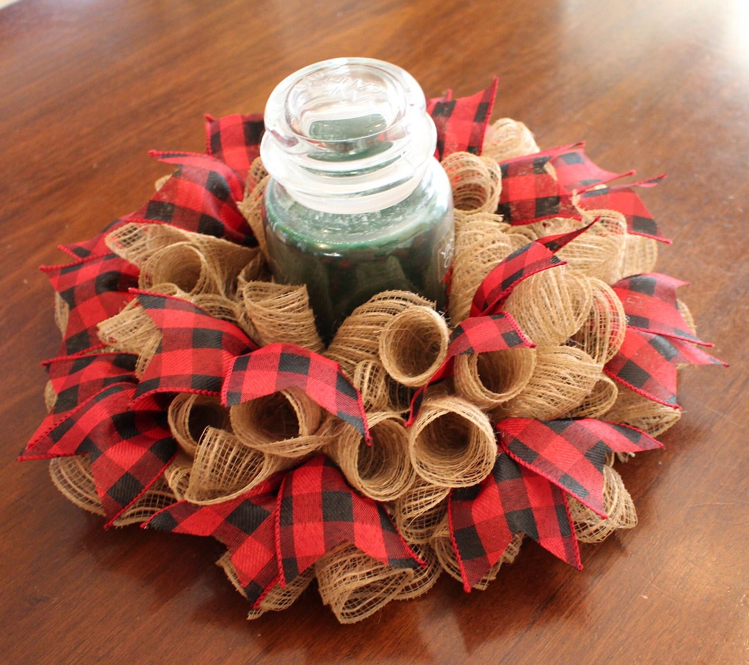 14 or 18 Buffalo Check Print Centerpiece/candle Ring/wreath Natural ...
