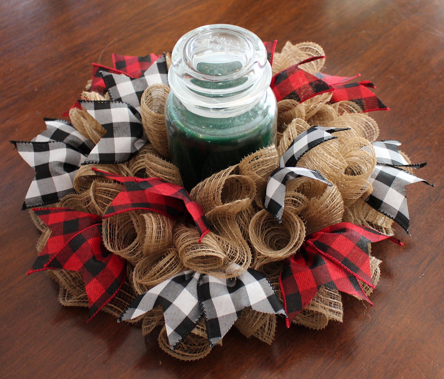 14 or 18 Buffalo Check Print Centerpiece/candle - Etsy