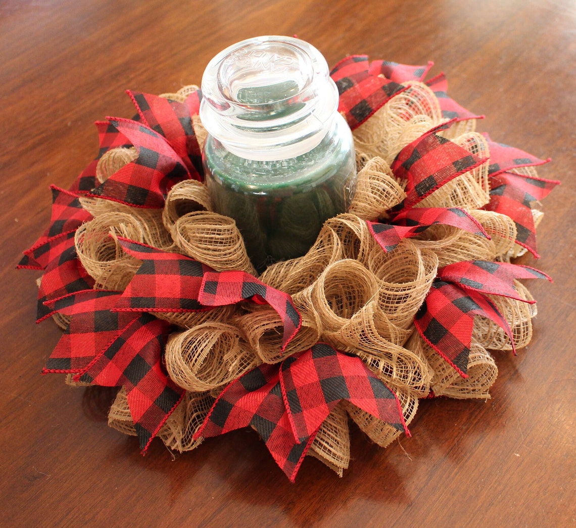 14 or 18 Buffalo Check Print Centerpiece/candle - Etsy