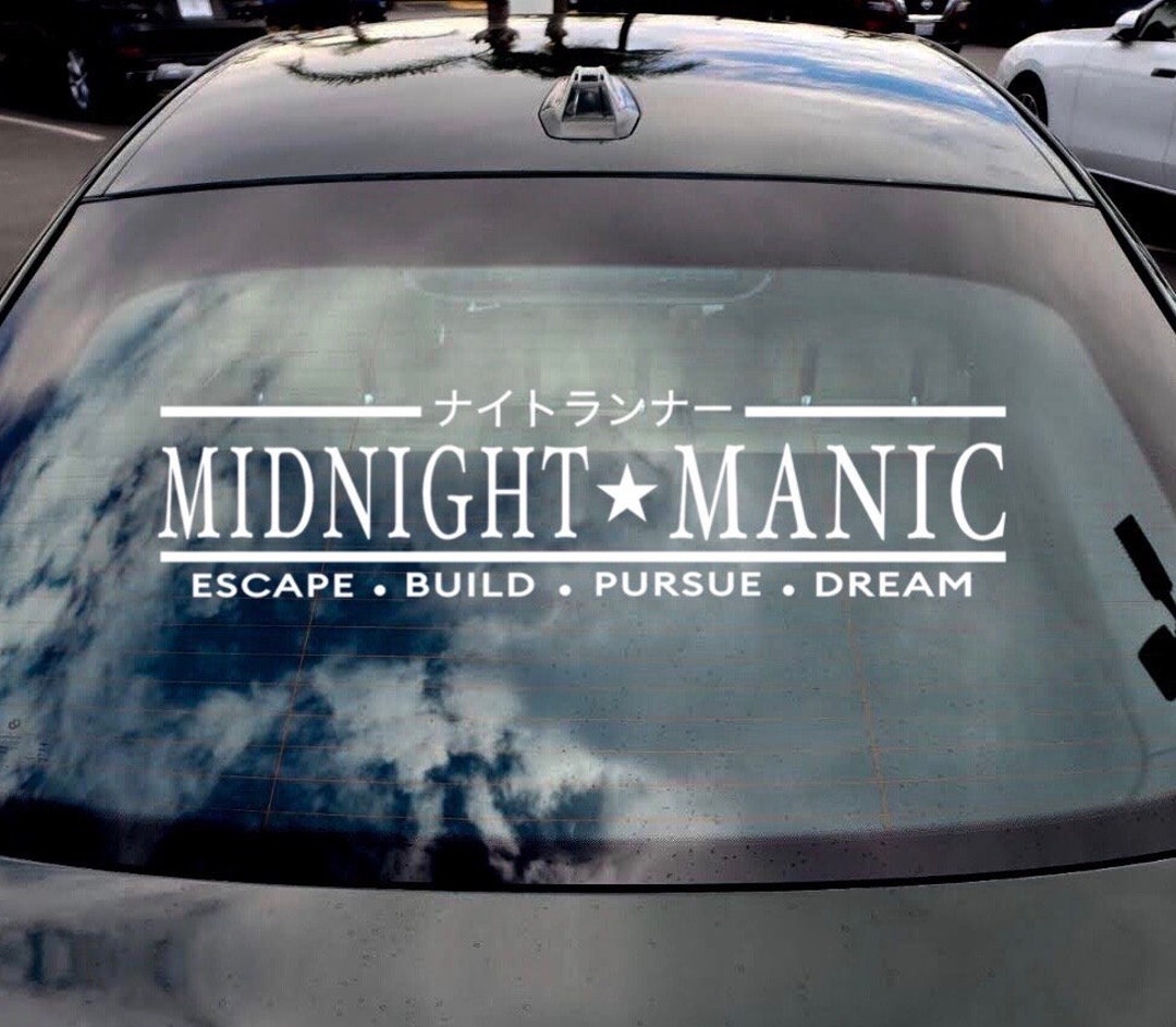 Midnight Manic Night Runner Decal, JDM Car Window Decal, Sticker ...
