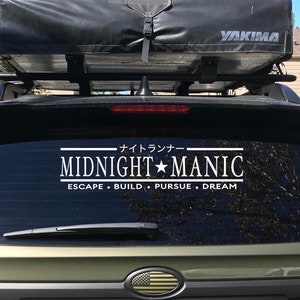 Midnight Manic Night Runner Decal, JDM Car Window Decal, Sticker ...