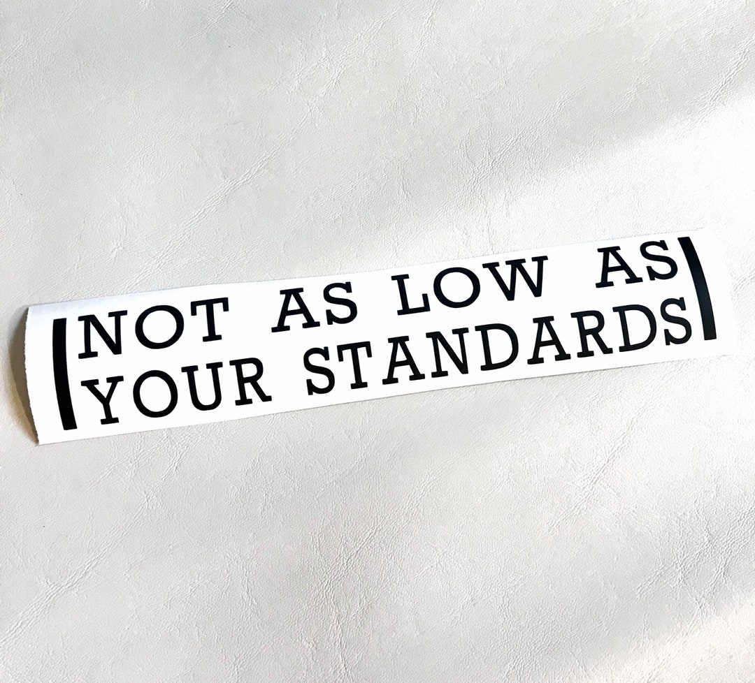 Not as Low as Your Standards Decal, Windshield Decal, Car Sticker ...