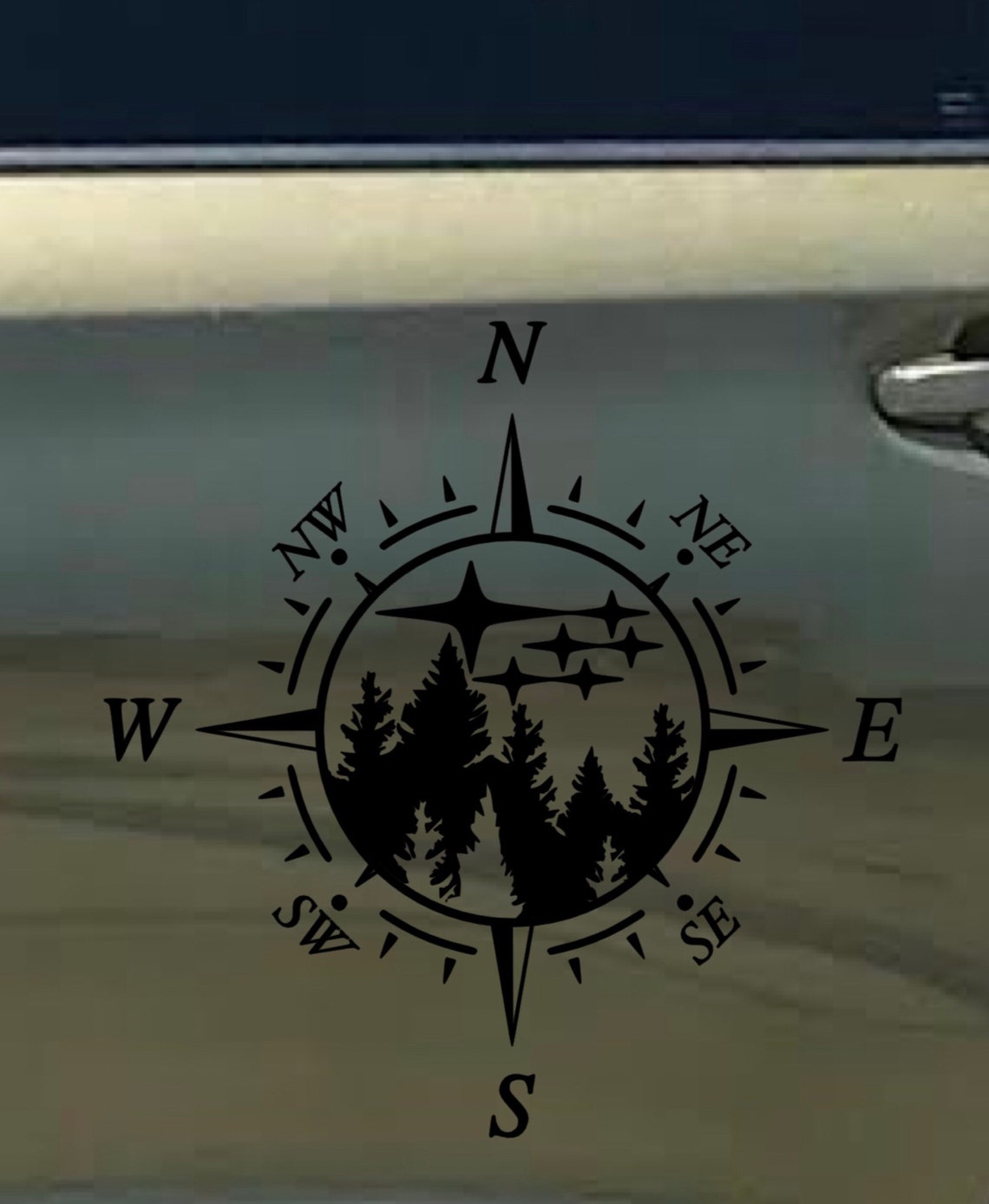 Subie Inspired Compass Side Decal Mountain Trees Side Body - Etsy