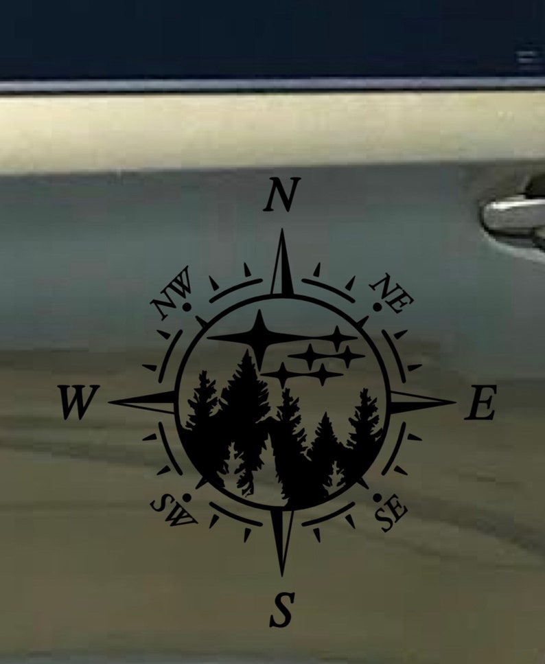 Subie Inspired Compass Side Decal Mountain Trees Side Body - Etsy