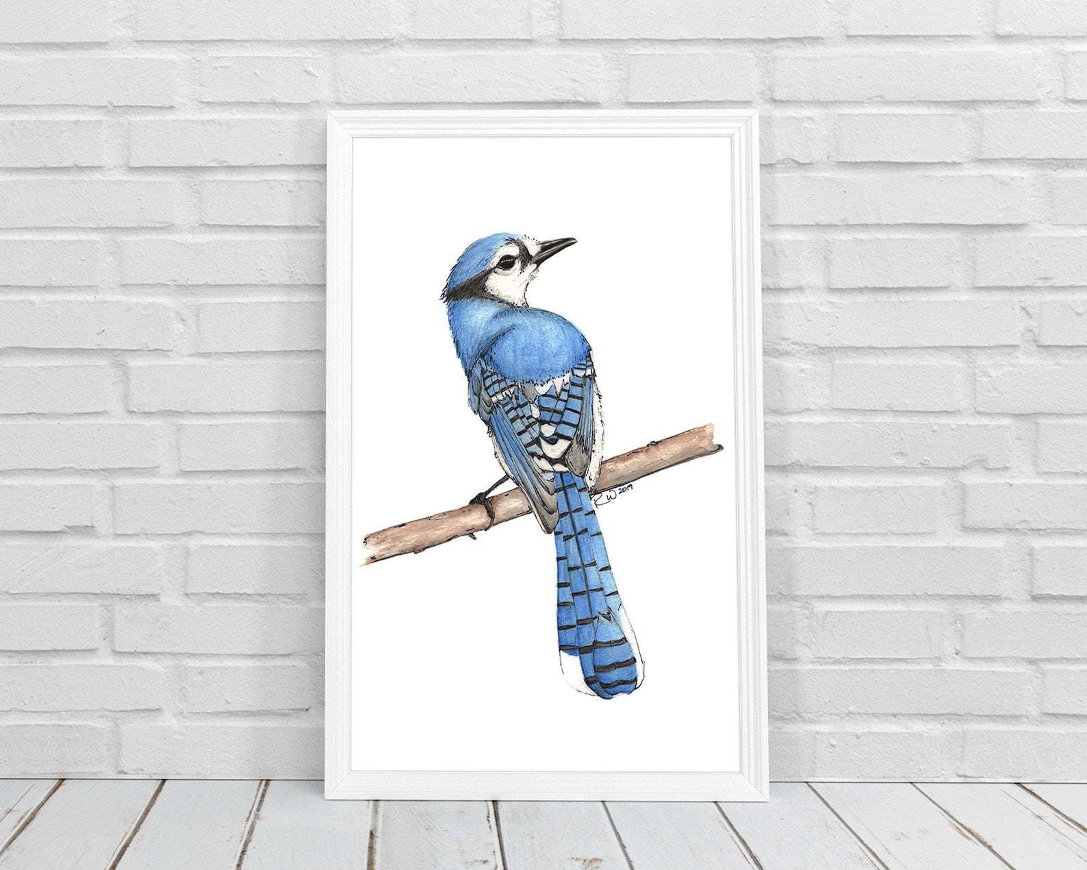 Blue Jay Watercolor Print Bird Illustration Home Decor Instant Digital ...