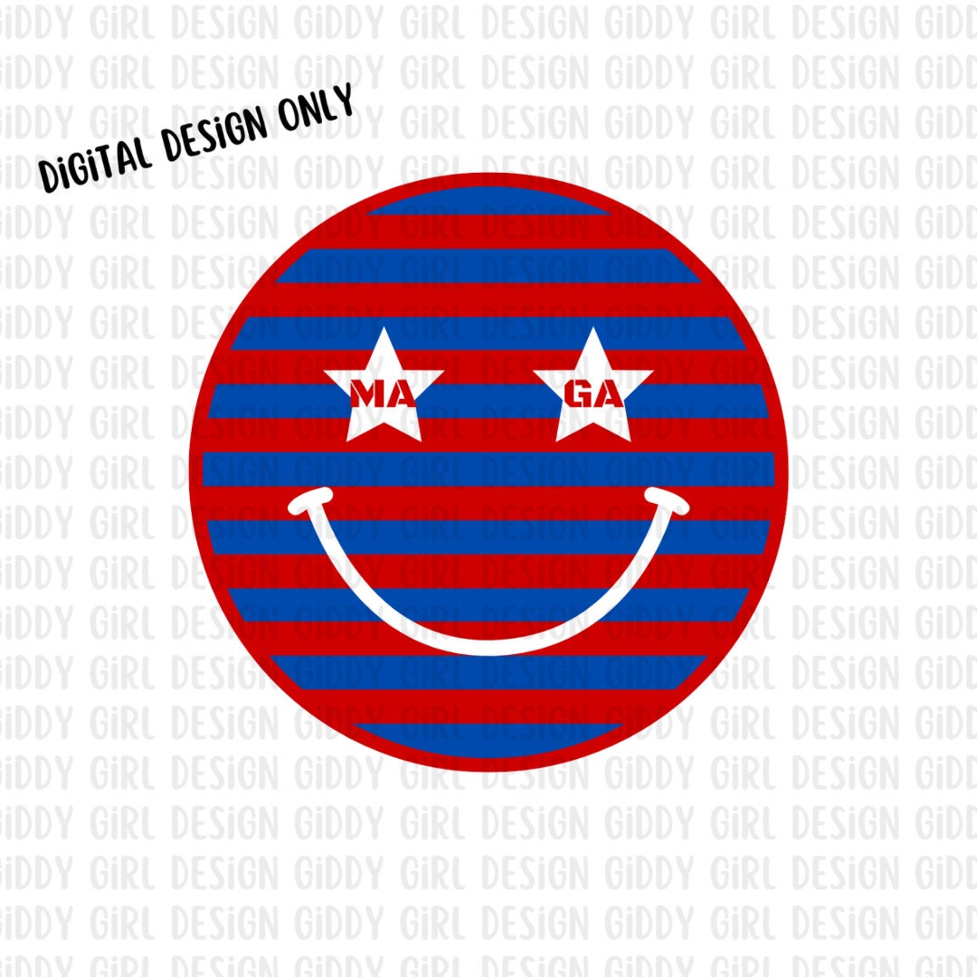 Maga Happy Face, Digital Design, PNG, JPG, Sublimation, Cricut, Digital ...