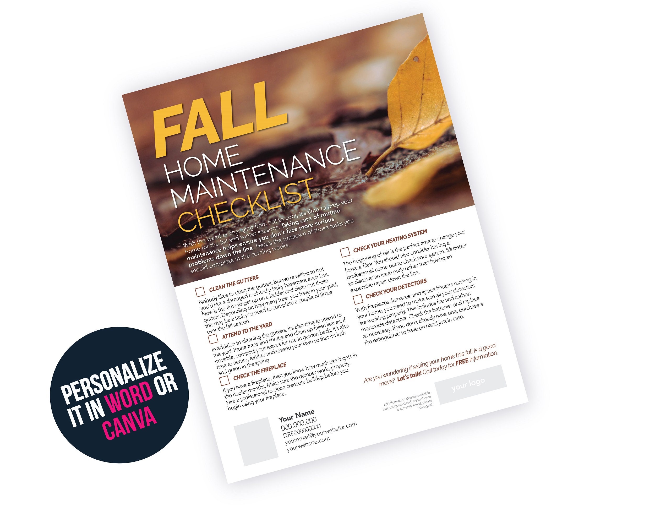 Real Estate Marketing Template Fall Home Maintenance - Etsy