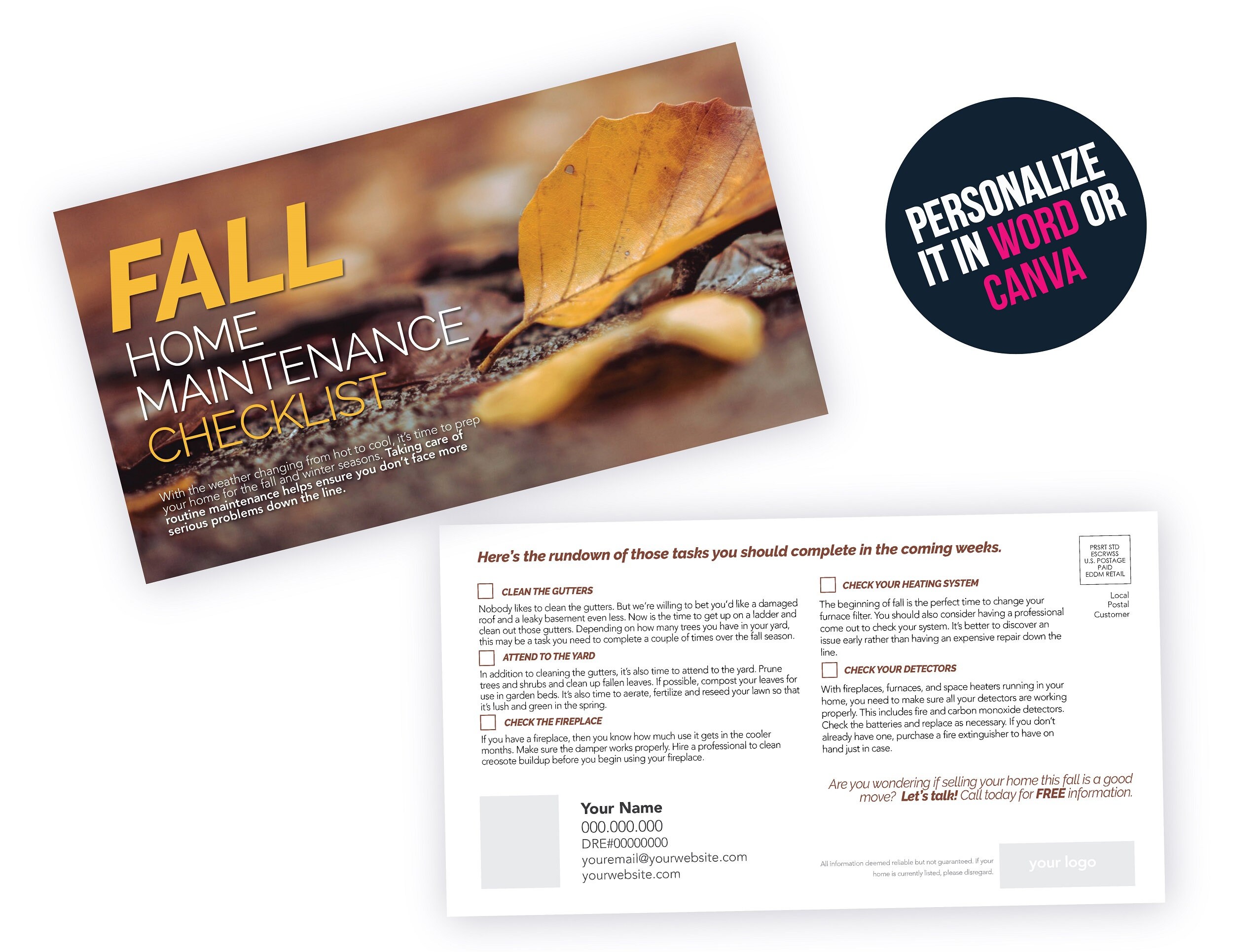 Real Estate Marketing Template Fall Home Maintenance - Etsy