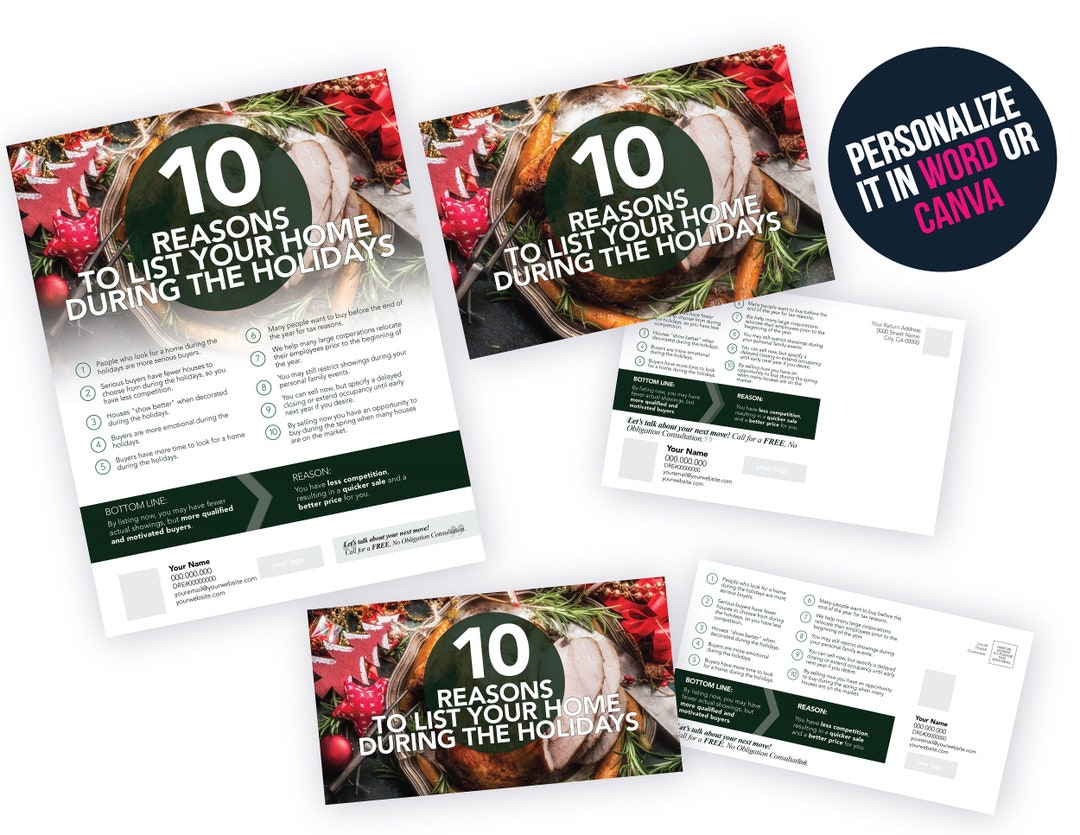 Christmas Real Estate Marketing Template Bundle: Postcard Template and ...