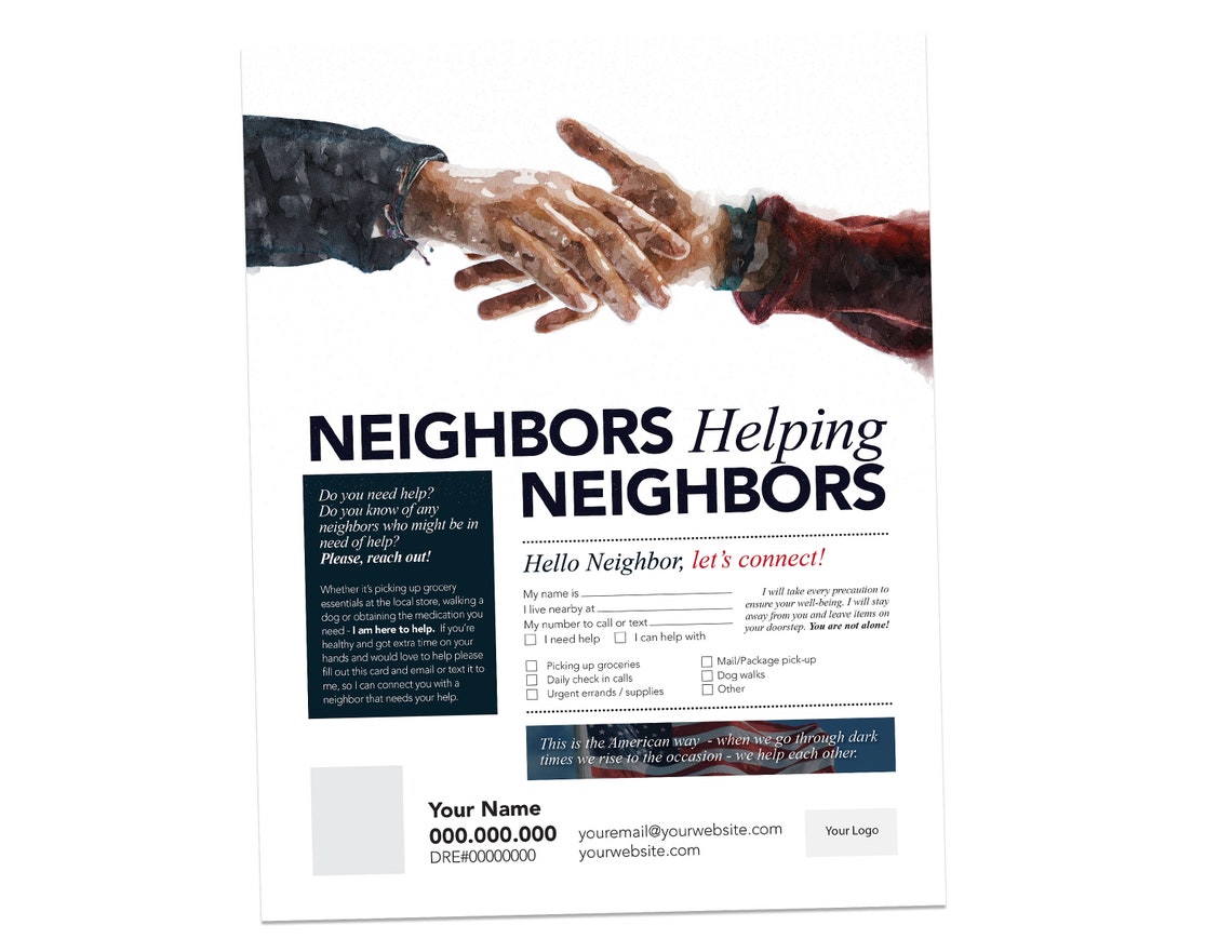 Real Estate Marketing Template Neighbors Helping Neighbors. | Etsy