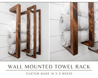 Wooden Wall Mounted Towel Rack - Etsy