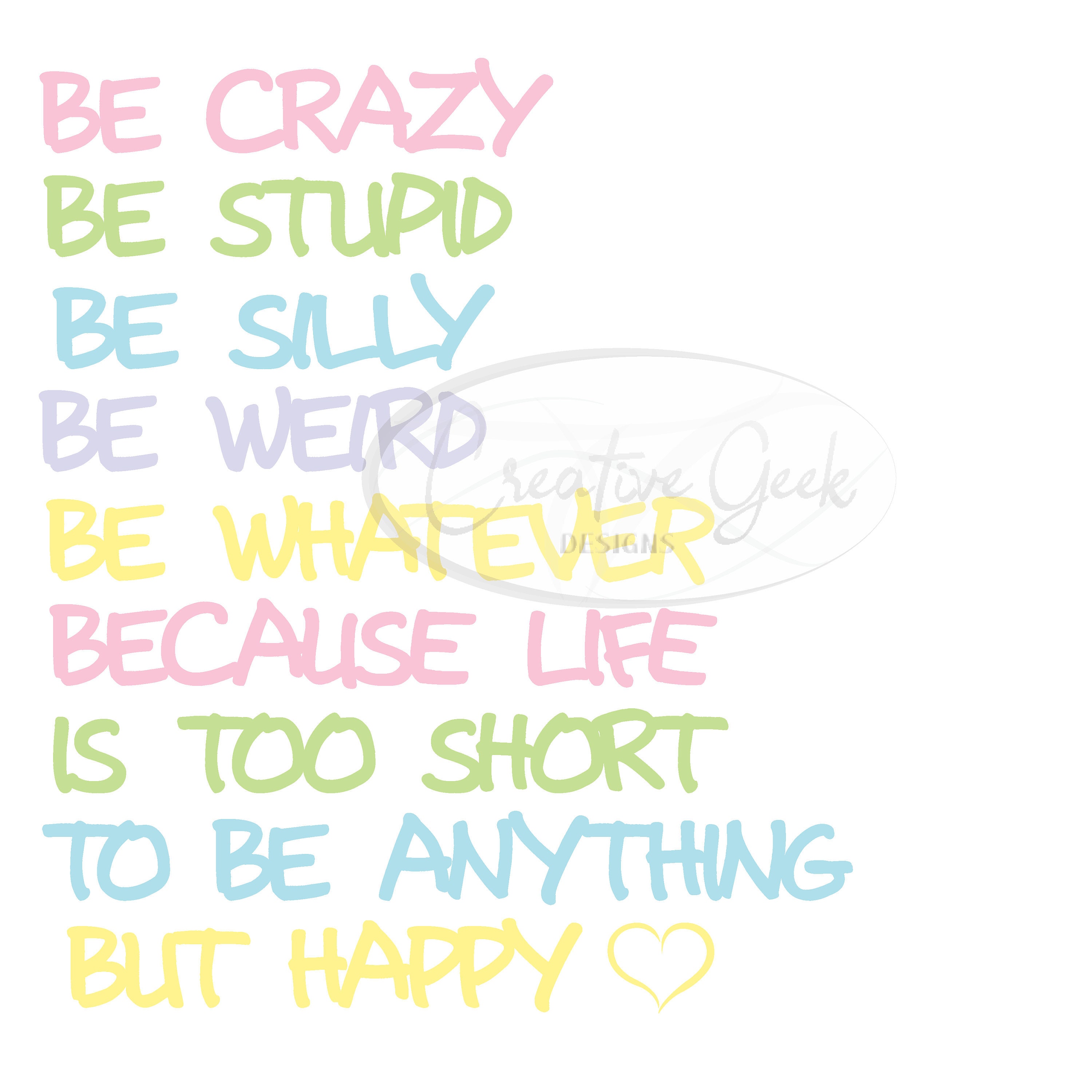 Be Silly Word Art SVG Digital Download Background SVG | Etsy