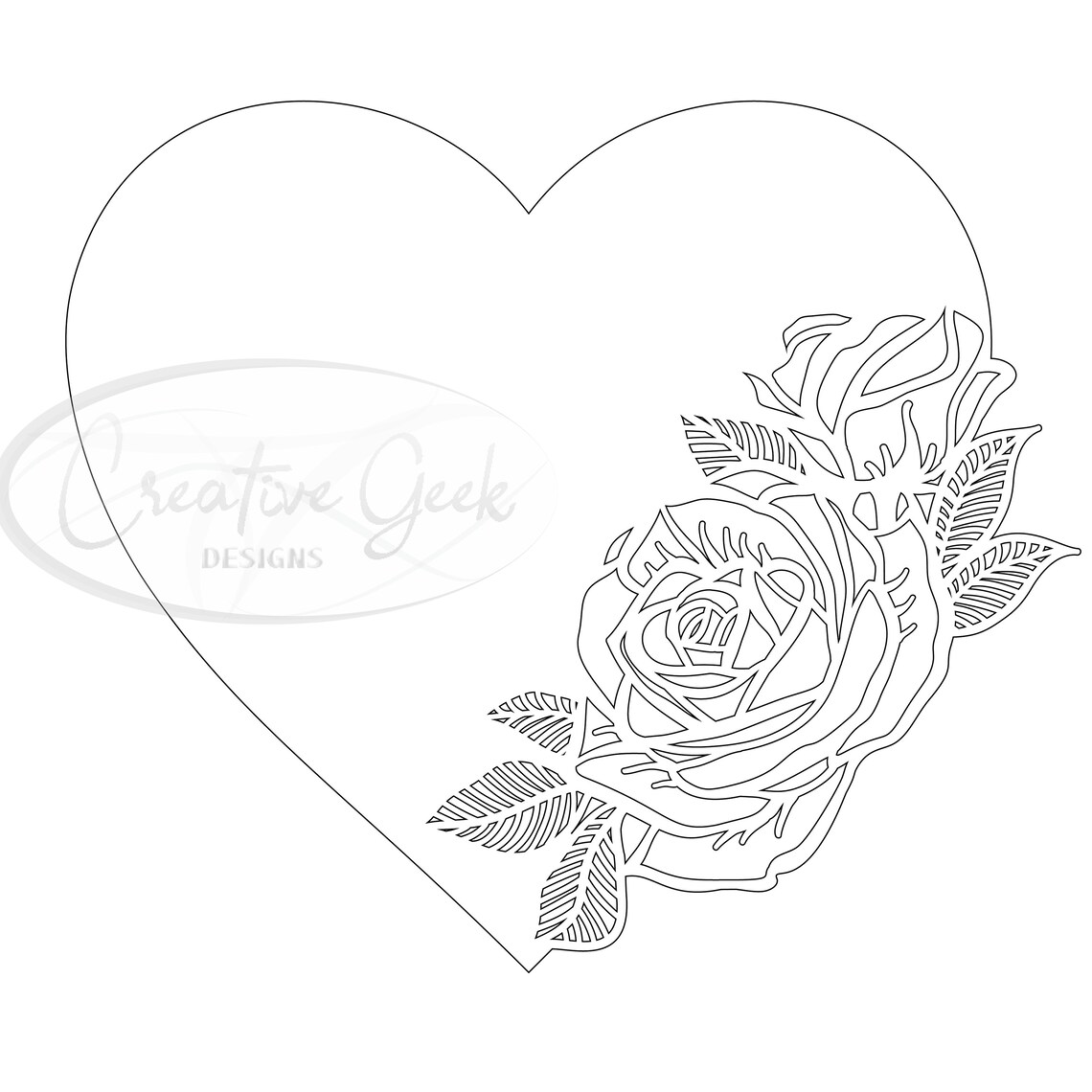 Floral Heart SVG Digital Download Heart Rose SVG Instant - Etsy