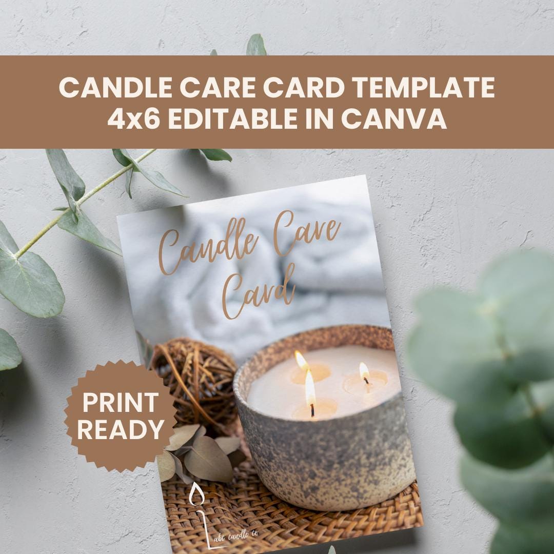 Editable Candle Care Card Template | 4x6 Canva Packaging Insert ...