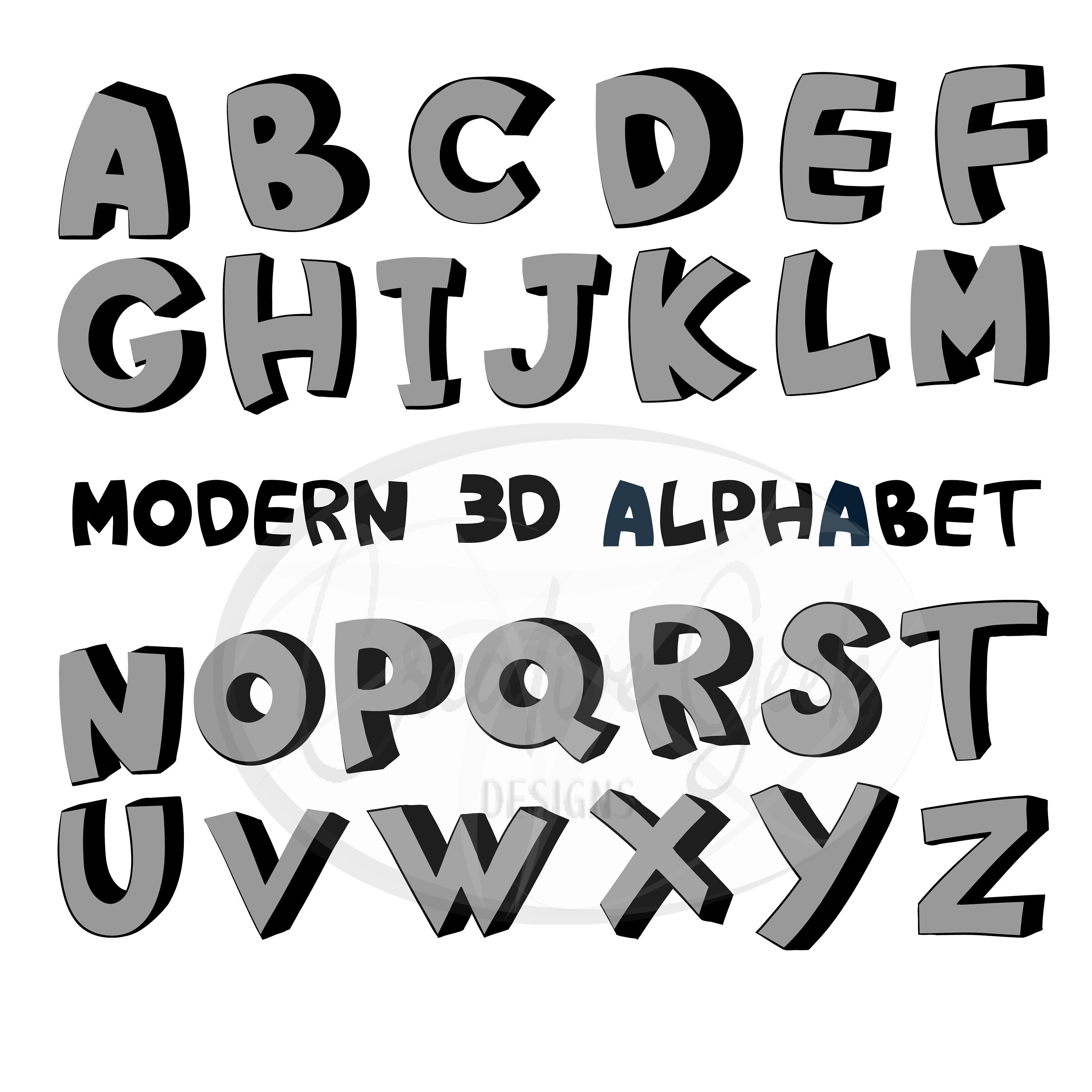 Modern Fun 3D Alphabet SVG Digital Download Comic Alphabet - Etsy