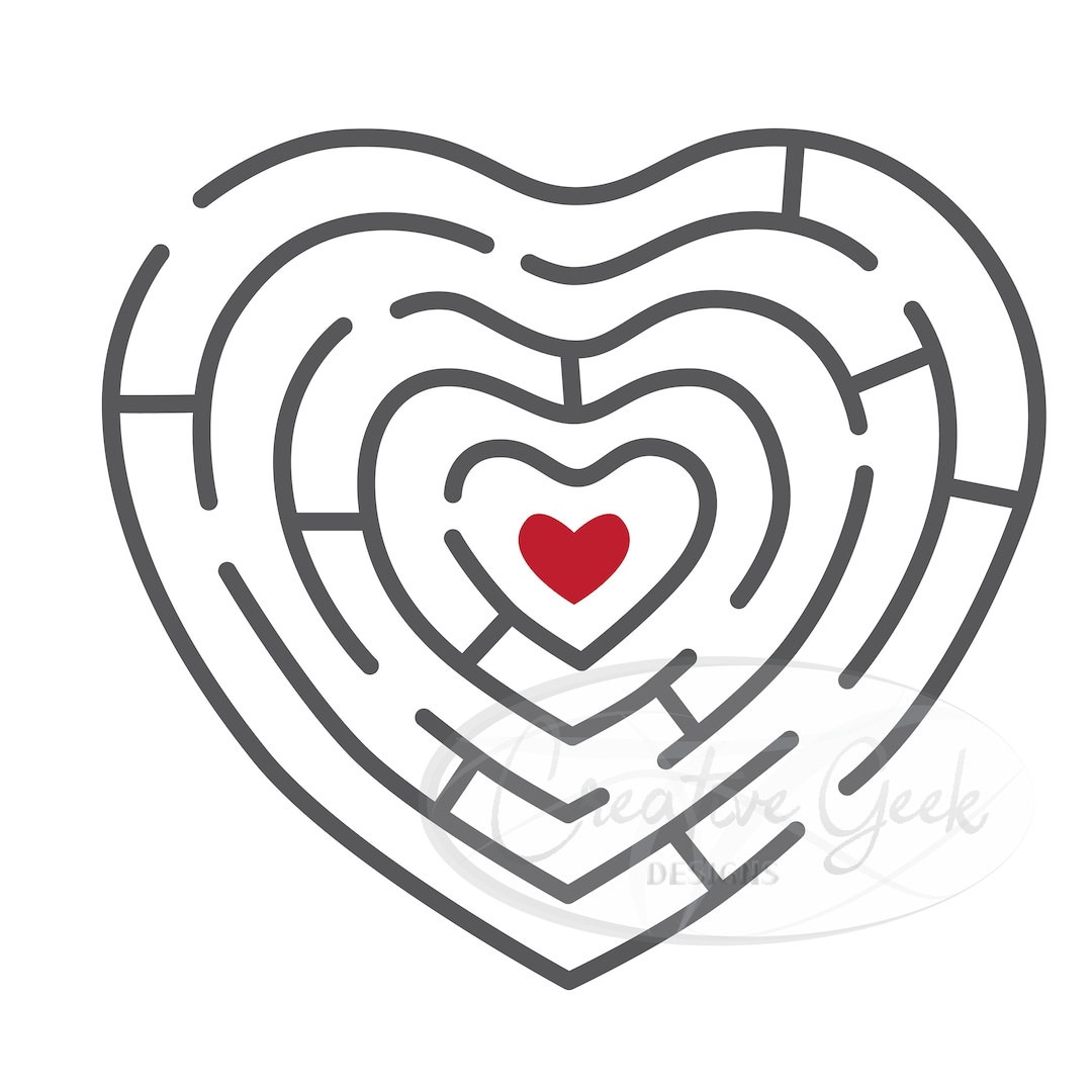 Background Heart SVG Digital Download - Heart Maze Background SVG ...