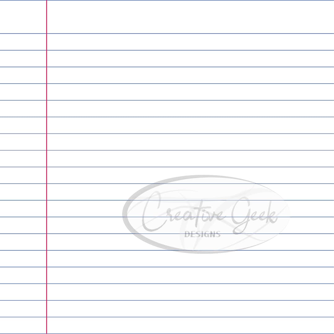 Notebook Paper PNG Digital Download - School Paper PSD Instant Download ...