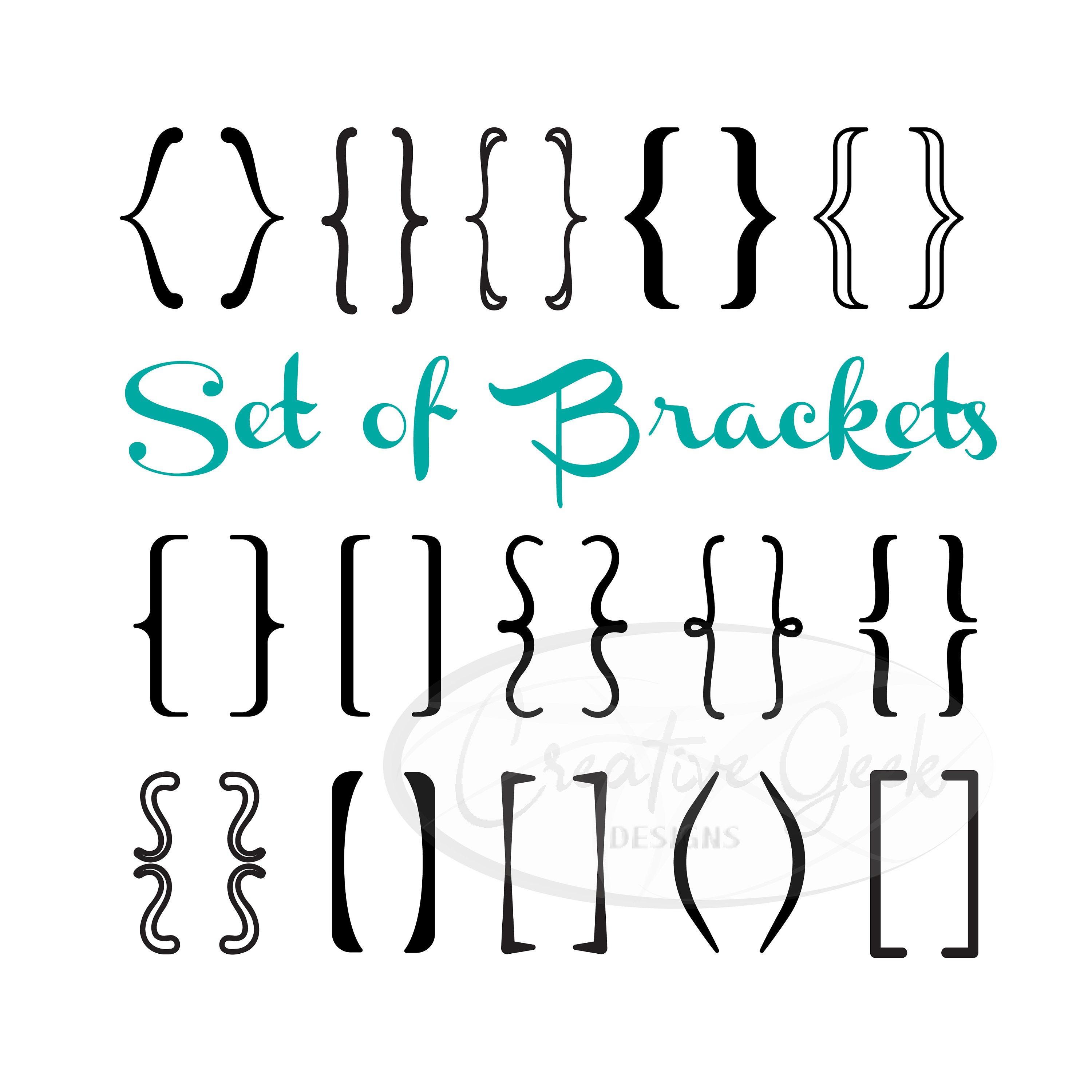 Brackets SVG Digital Download Braces SVG Bundle Instant Download ...