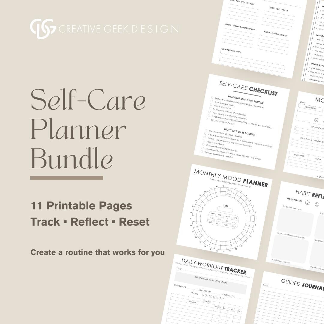 Self Care Planner Bundle | Mental Health & Habit Tracker Printable ...