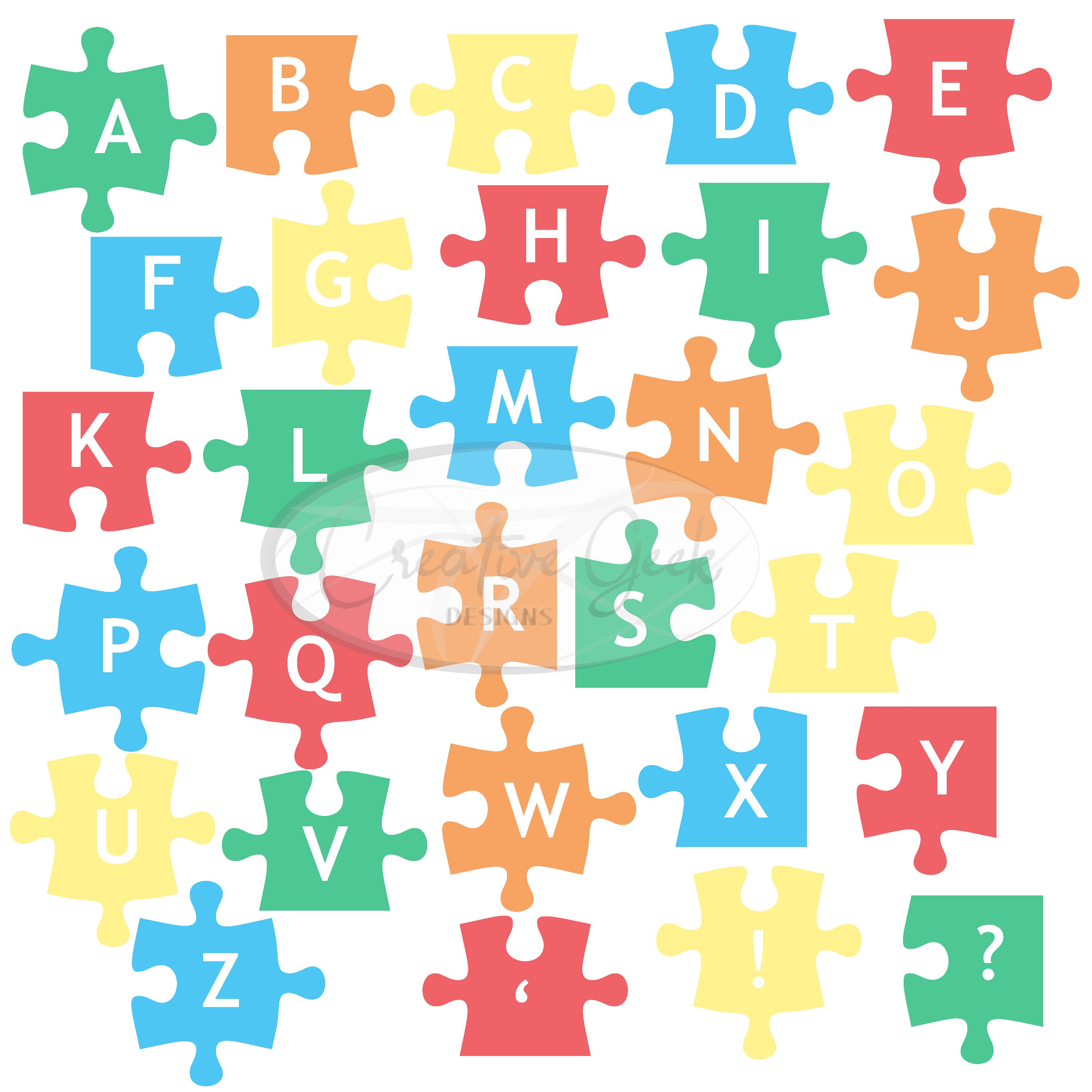 Puzzle Alphabet SVG Digital Download Fun Alphabet SVG Fonts - Etsy