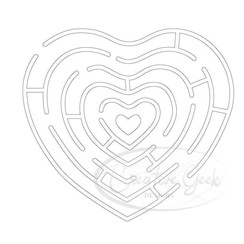 Background Heart SVG Digital Download Heart Maze Background | Etsy