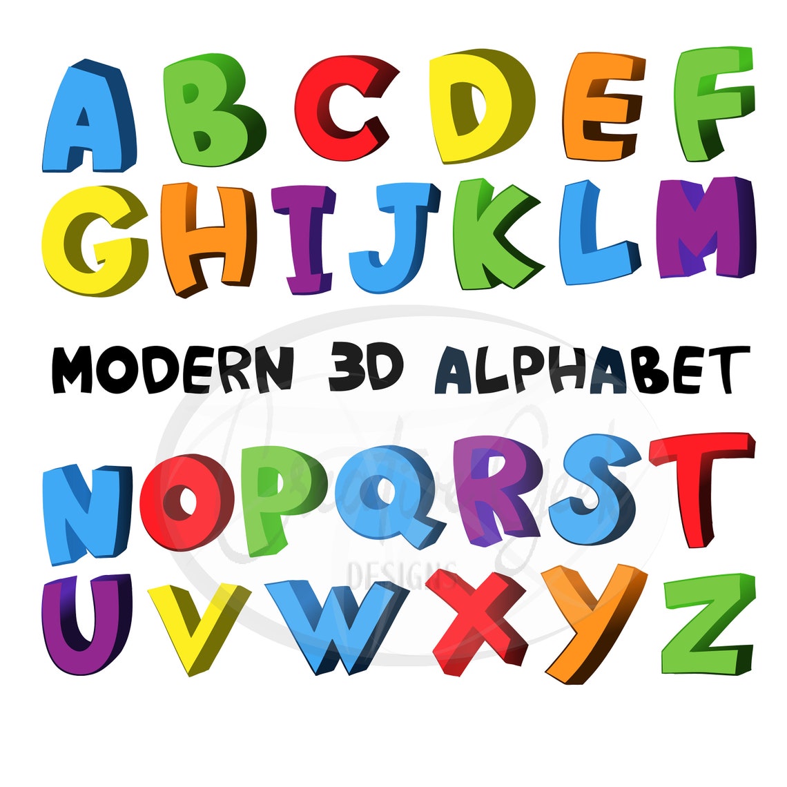 Modern Fun 3D Alphabet SVG Digital Download Comic Alphabet | Etsy