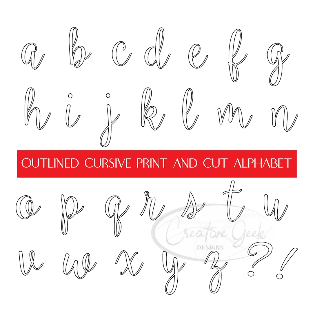 Playful Cursive Alphabet SVG Digital Download - Outlined Print and Cut ...