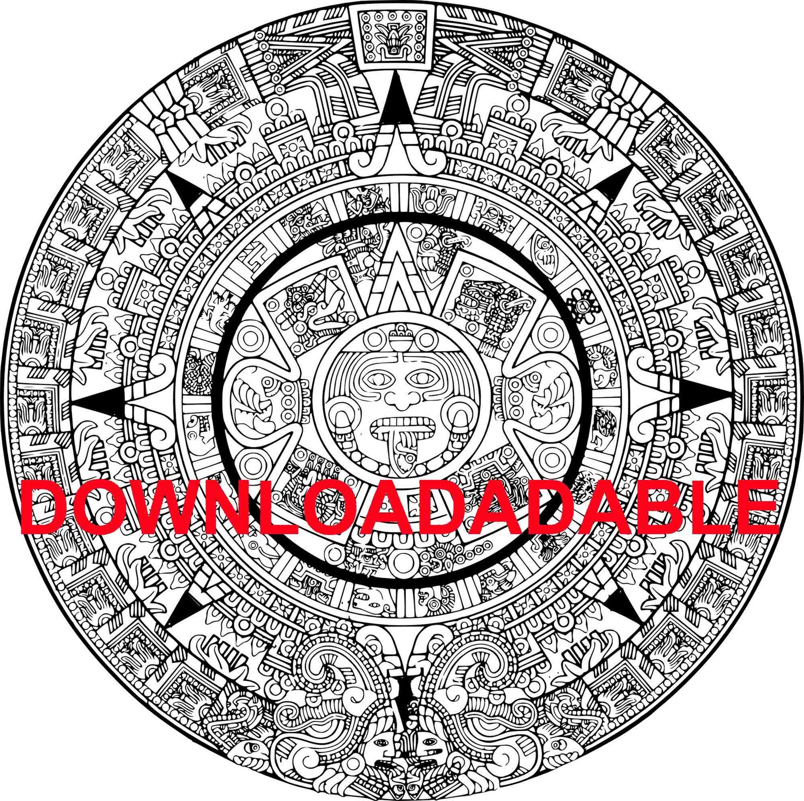 Aztec Calendar, Calendar, Azteca, SVG, DXF, PNG, Vector, Screen ...