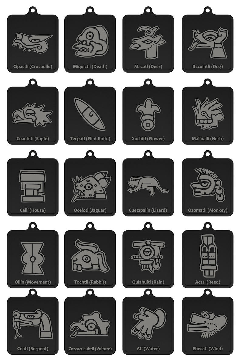 Aztec Symbols Keychains, Aztec Symbols, Aztec, STL, STL Files, 3D ...