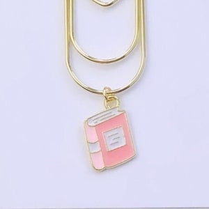 Book Charm Paper Clip Bookmark, Pink Planner Charm Paperclip - Etsy