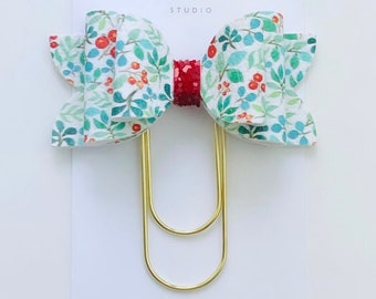 Red Poinsettia Floral Bow Paper Clip, Winter Bow Paperclip Bookmark ...