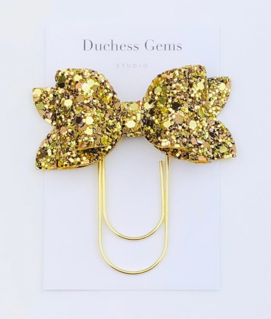 Gold and Brown Glitter Chloe Bow Paper Clip, Brown Chunky Glitter Bow ...