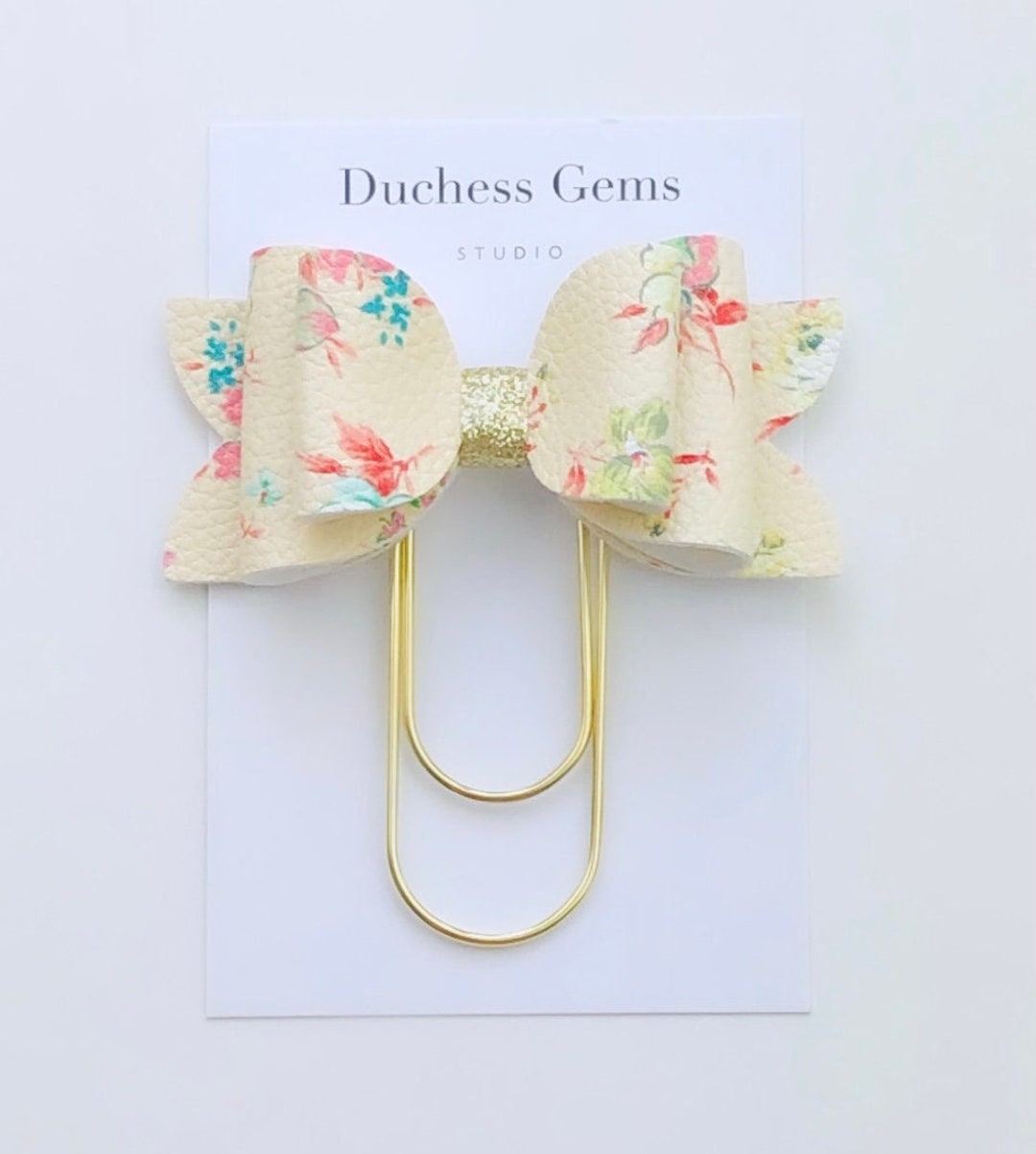 Rose Bow Paper Clip, Yellow Floral Bow Paperclip Bookmark - Etsy