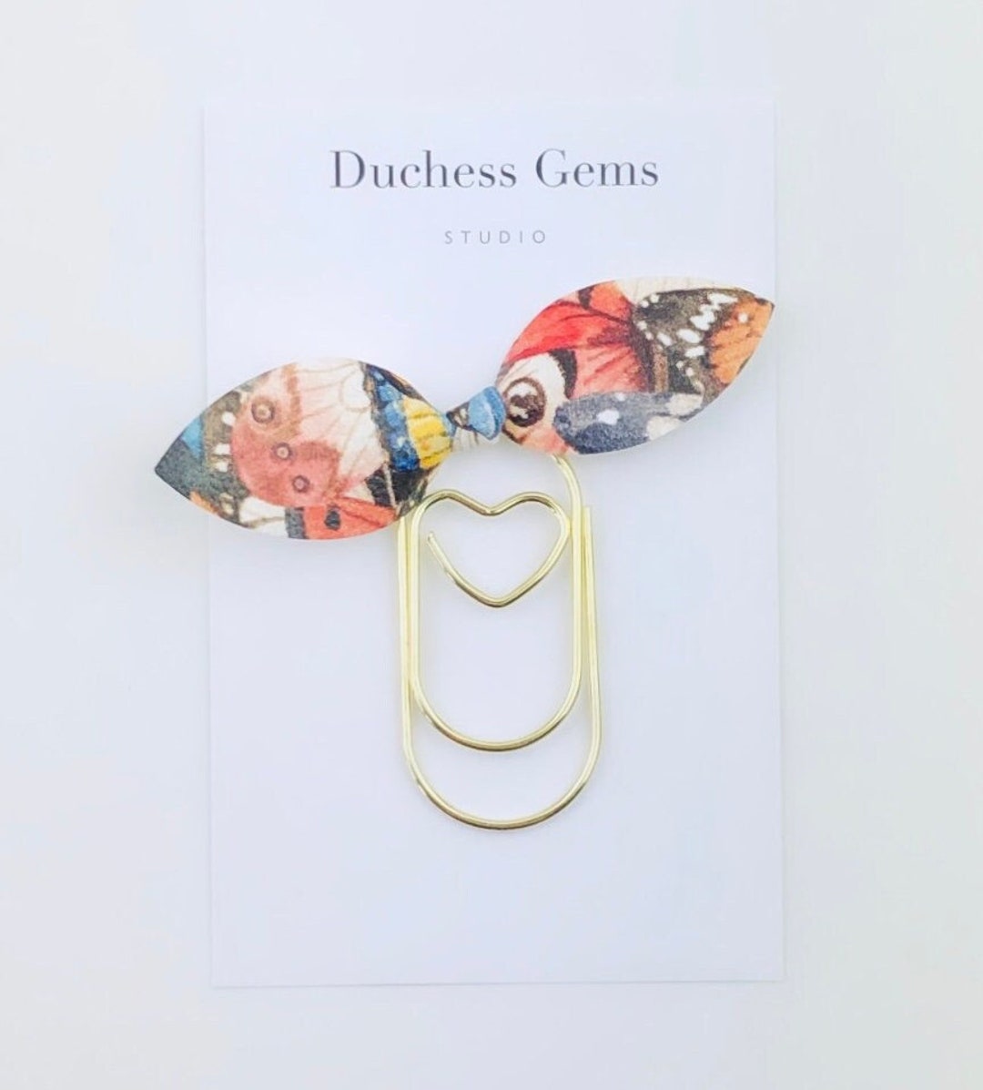 Butterfly Top Knot Fabric Paper Clip, Monarch Paperclip Bookmark, Heart ...