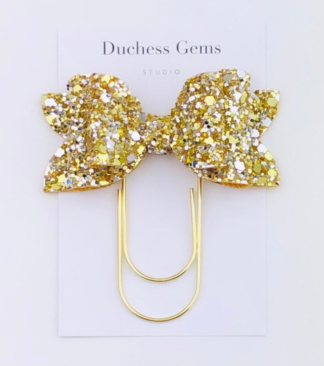 Gold and Silver Glitter Chloe Bow Paper Clip, Party Chunky Glitter Bow ...