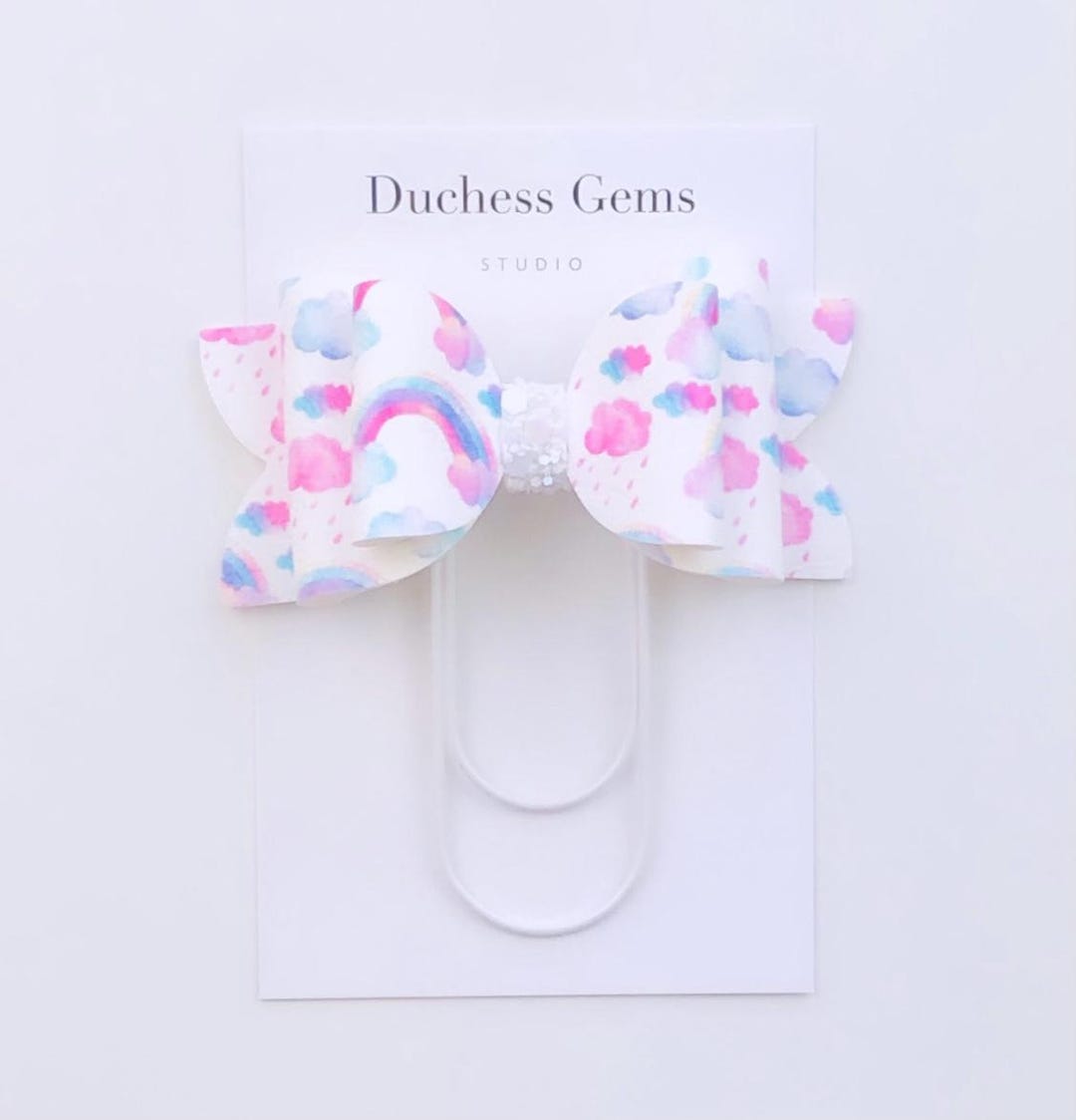 Pastel Rainbow Bow Paper Clip, Planner Bow Paperclip Bookmark ...