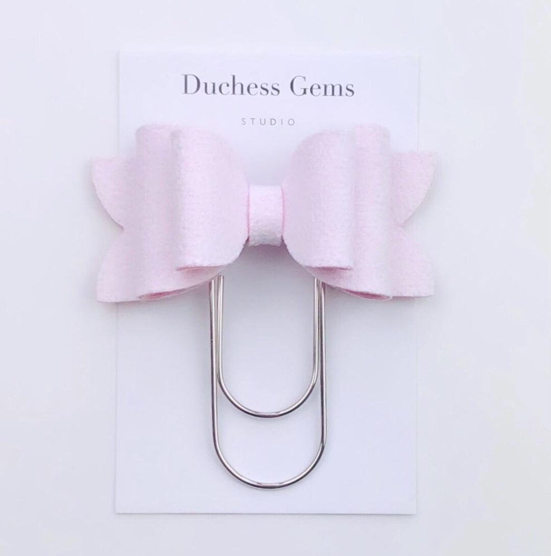 Pinkish Chloe Bow Paper Clip, Fabric Bow Paperclip Bookmark - Etsy