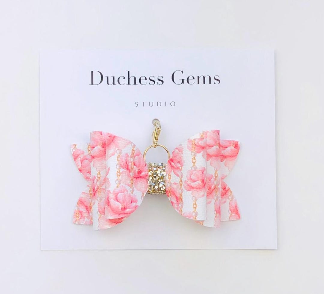 Peonies and Pearls Chloe Bow Planner Charm, Luxe Floral Bow Notebook ...
