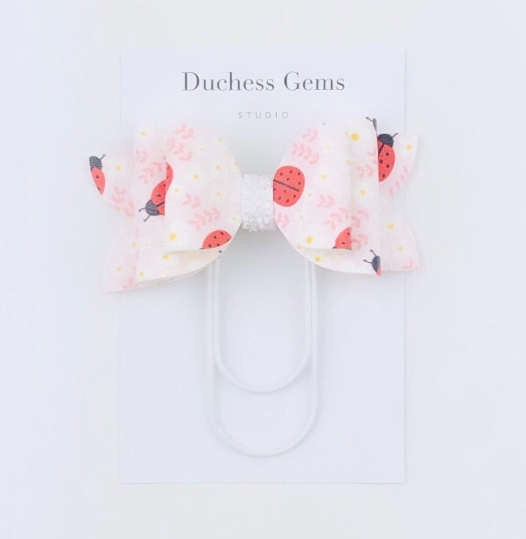 Ladybug Daisy Bow Paper Clip, Ditsy Flowers Pattern Bow Paperclip ...