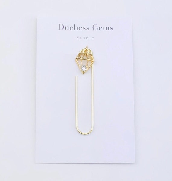 Rhinestone Diamond Charm Paperclip Gem Charm Paper Clip Pagemarker Bookmark Etsy