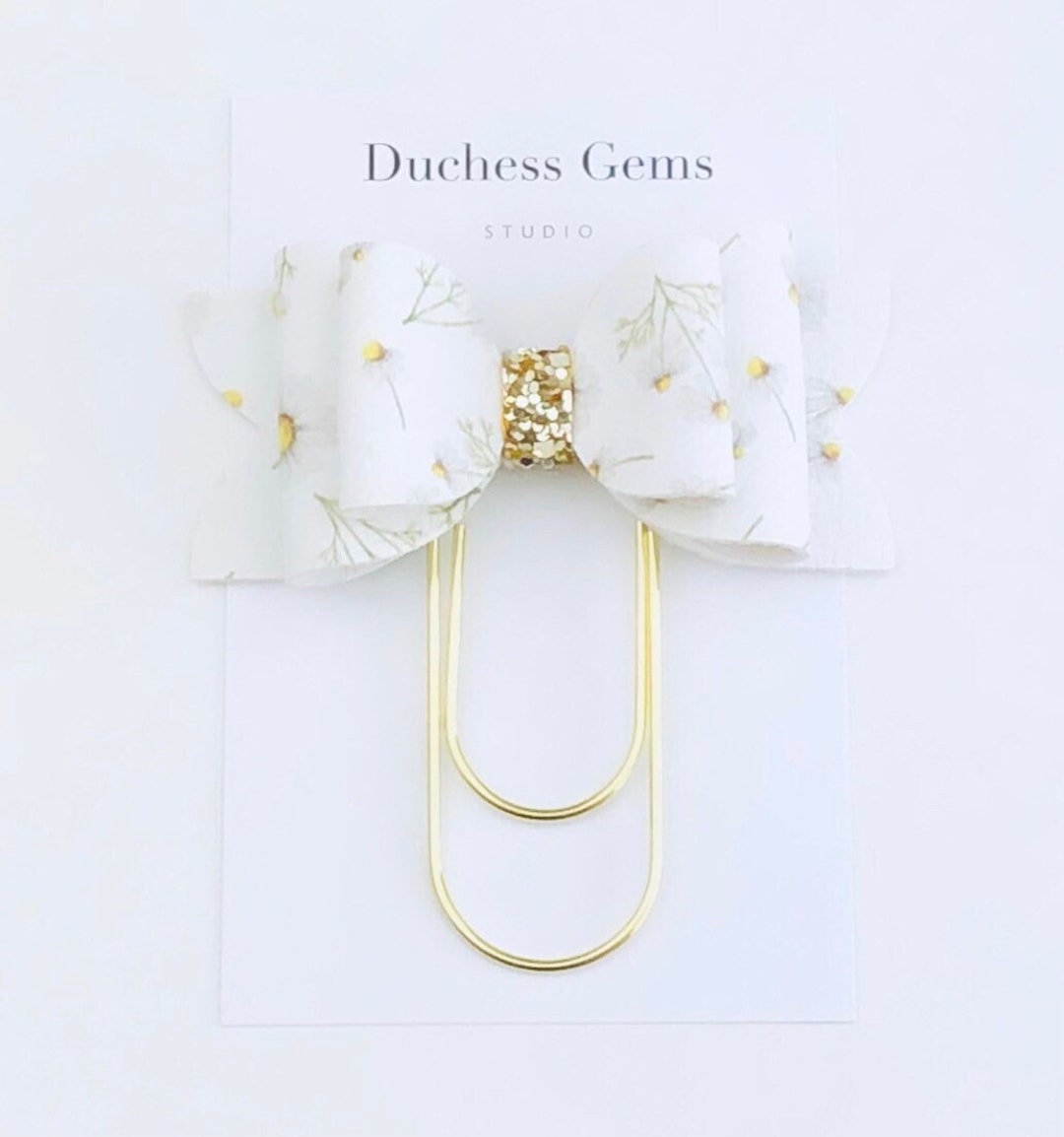 Daisy Floral Chloe Bow Paper Clip White Daisy Bow Paperclip - Etsy