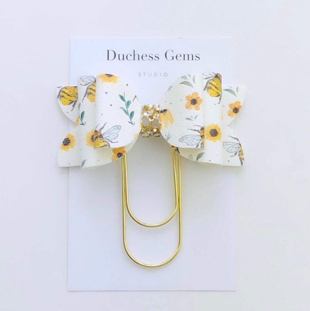 Bee Bow Paper Clip, Floral Bees Pattern Bow Paperclip Bookmark - Etsy