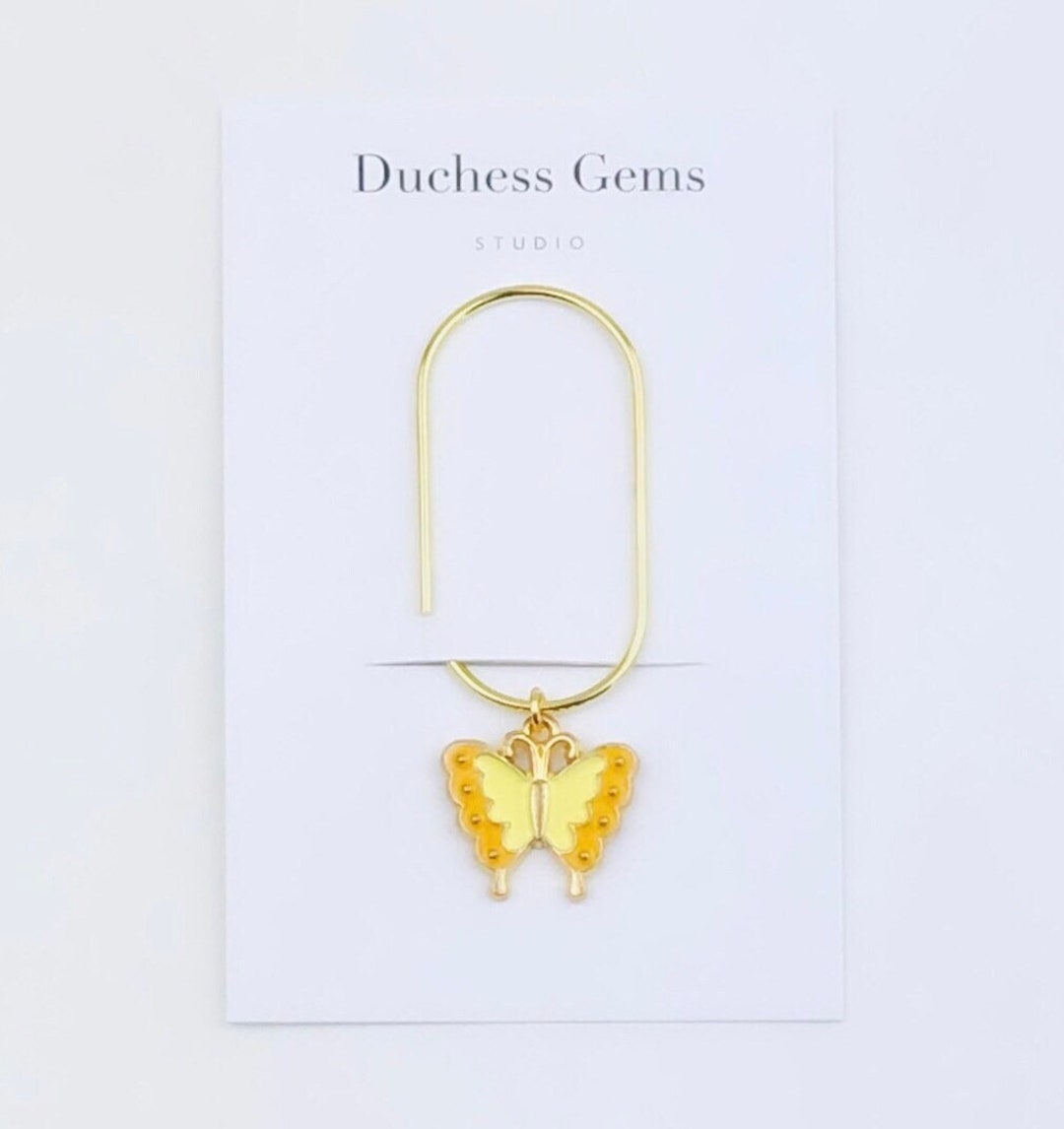 Orange and Yellow Butterfly Mini Wide Charm Paper Clip, Butterfly Charm ...