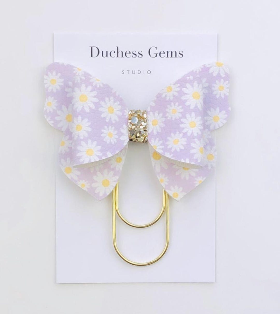 Lilac Daisy Butterfly Bow Paper Clip, Glitter Planner Bow Paperclip ...