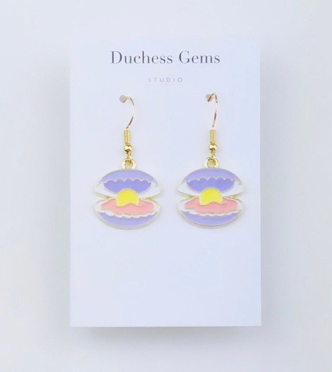 Perle Oyster Ohrringe, Clamp Shell baumeln Charme Ohrringe, süße ...