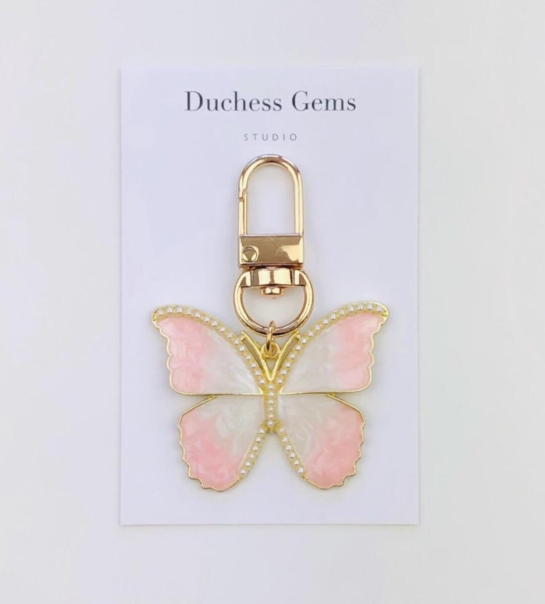 Baby Pink Ombre Butterfly Purse Charm, Monarch Butterfly Keyring, Pearl ...