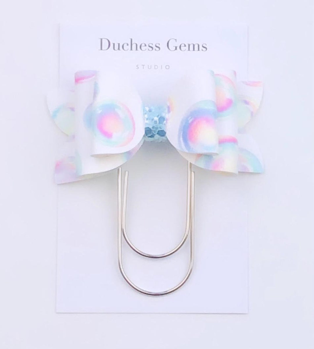 Bubbles Chloe Bow Paper Clip, Bubble Pattern Bow Paperclip Bookmark ...